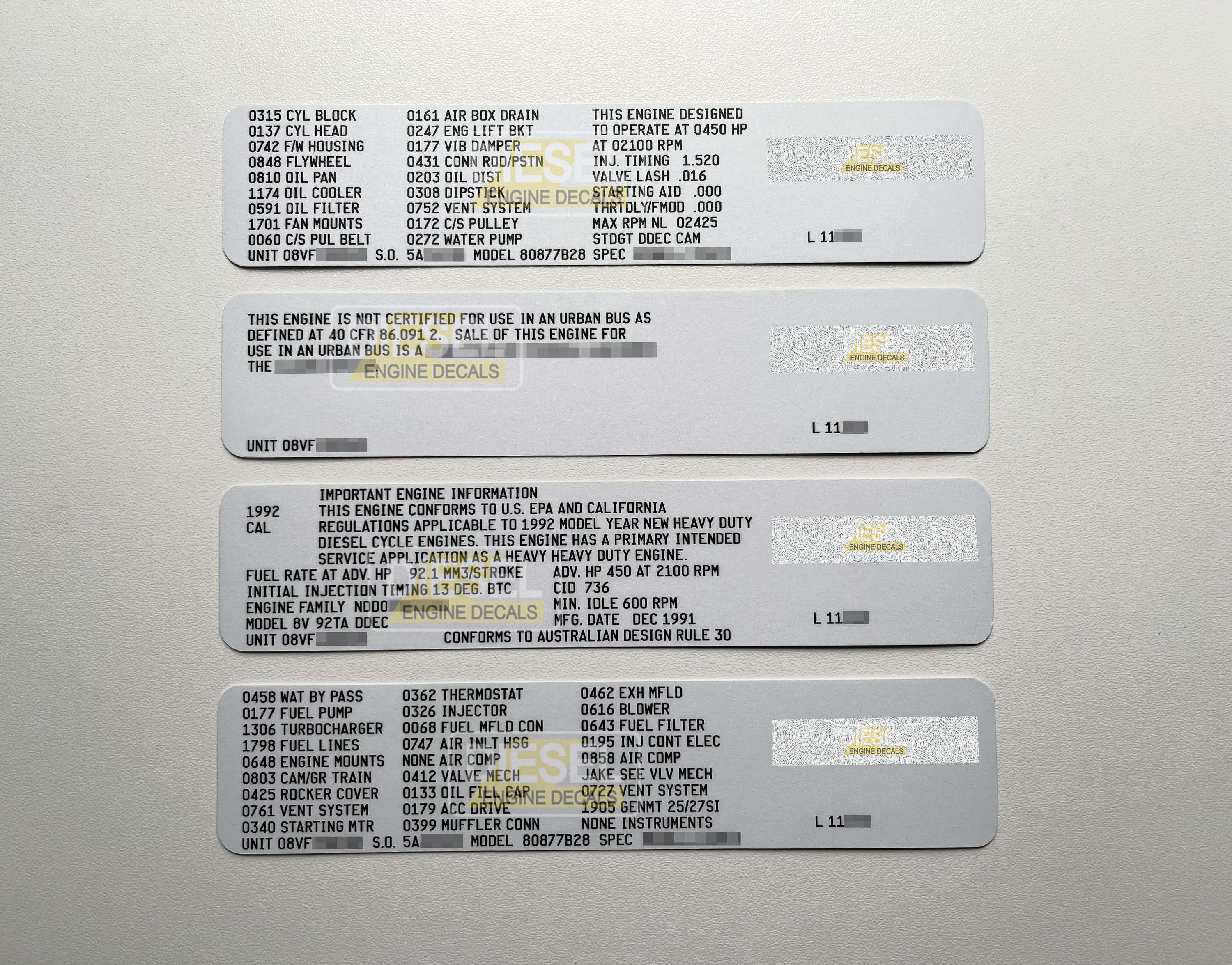 Detroit Diesel 8V92TA Valve Cover Sticker Decal 1992 CUSTOM - Etsy