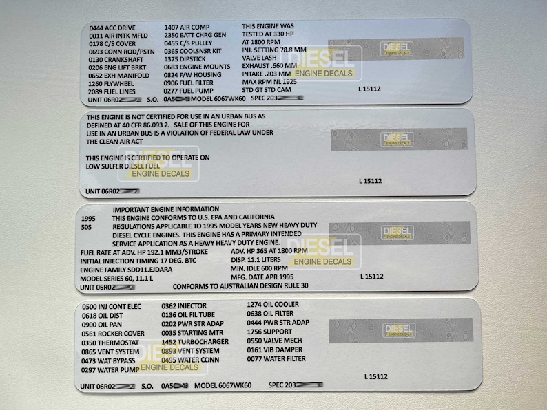Detroit Diesel Series 60 11.1L 1995 Valve Cover Sticker Decal CUSTOM - Etsy