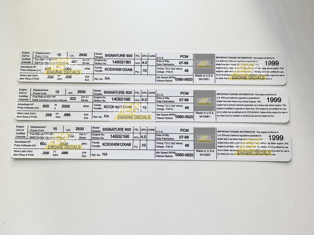 Cummins ISX Signature 600 Engine Valve Cover Decal Sticker Set - Etsy