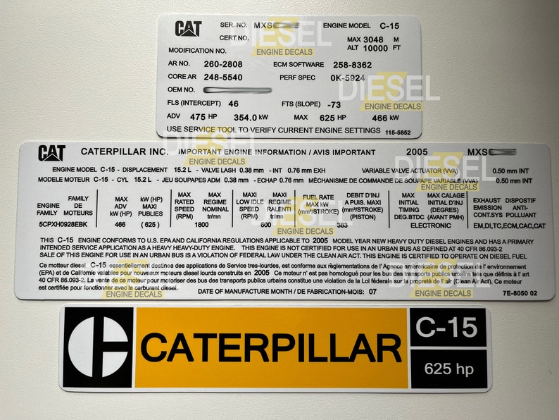 CAT C-15 Acert MXS 15.2L Diesel Engine Valve Cover Sticker - Etsy