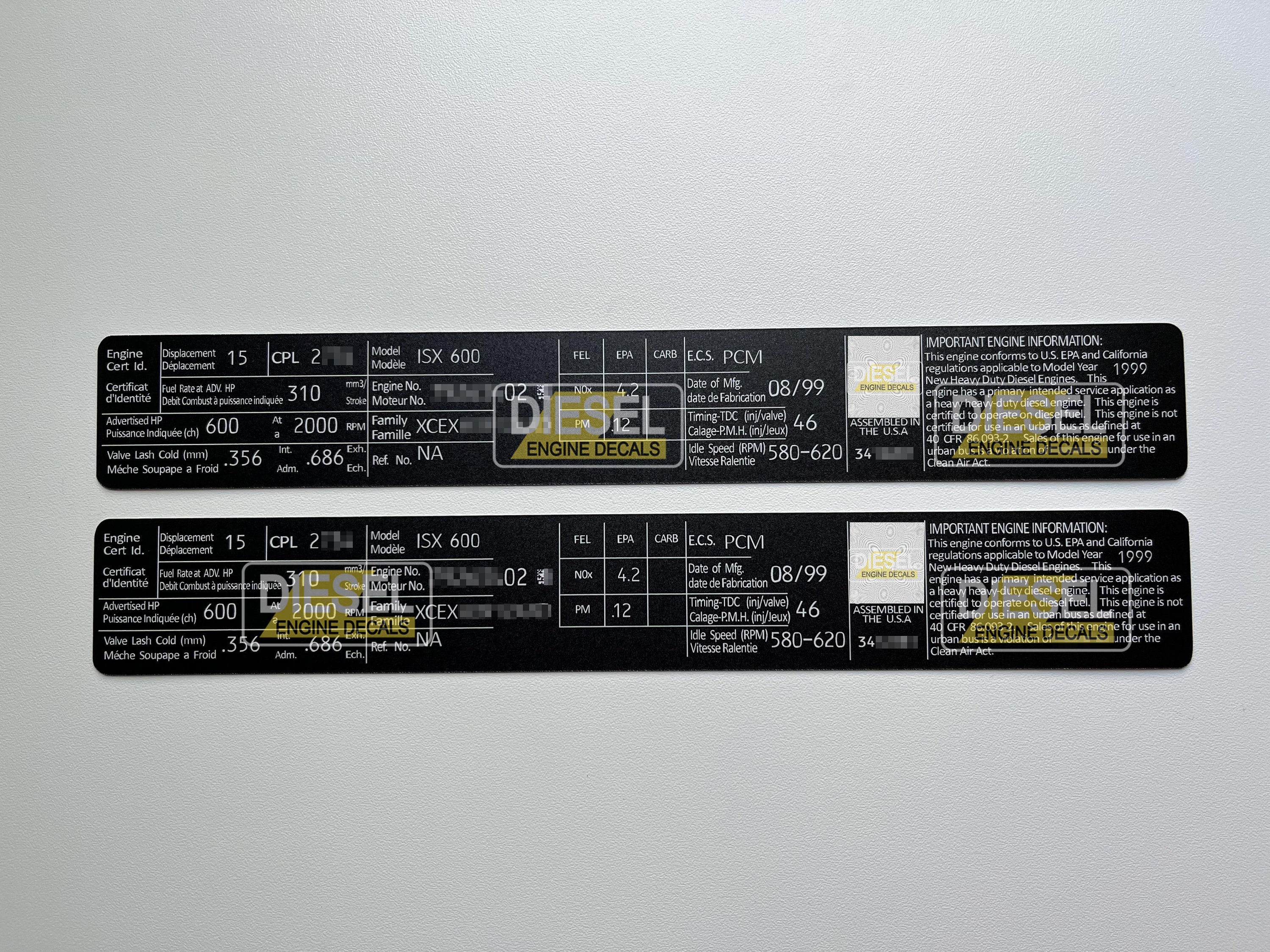 Cummins ISX 600 Engine Valve Cover Decal Sticker Set 1999 - Etsy