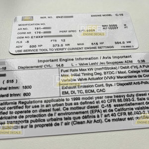 CAT C-15 6NZ 14.6L Alternative Design Diesel Engine Valve Cover Sticker ...