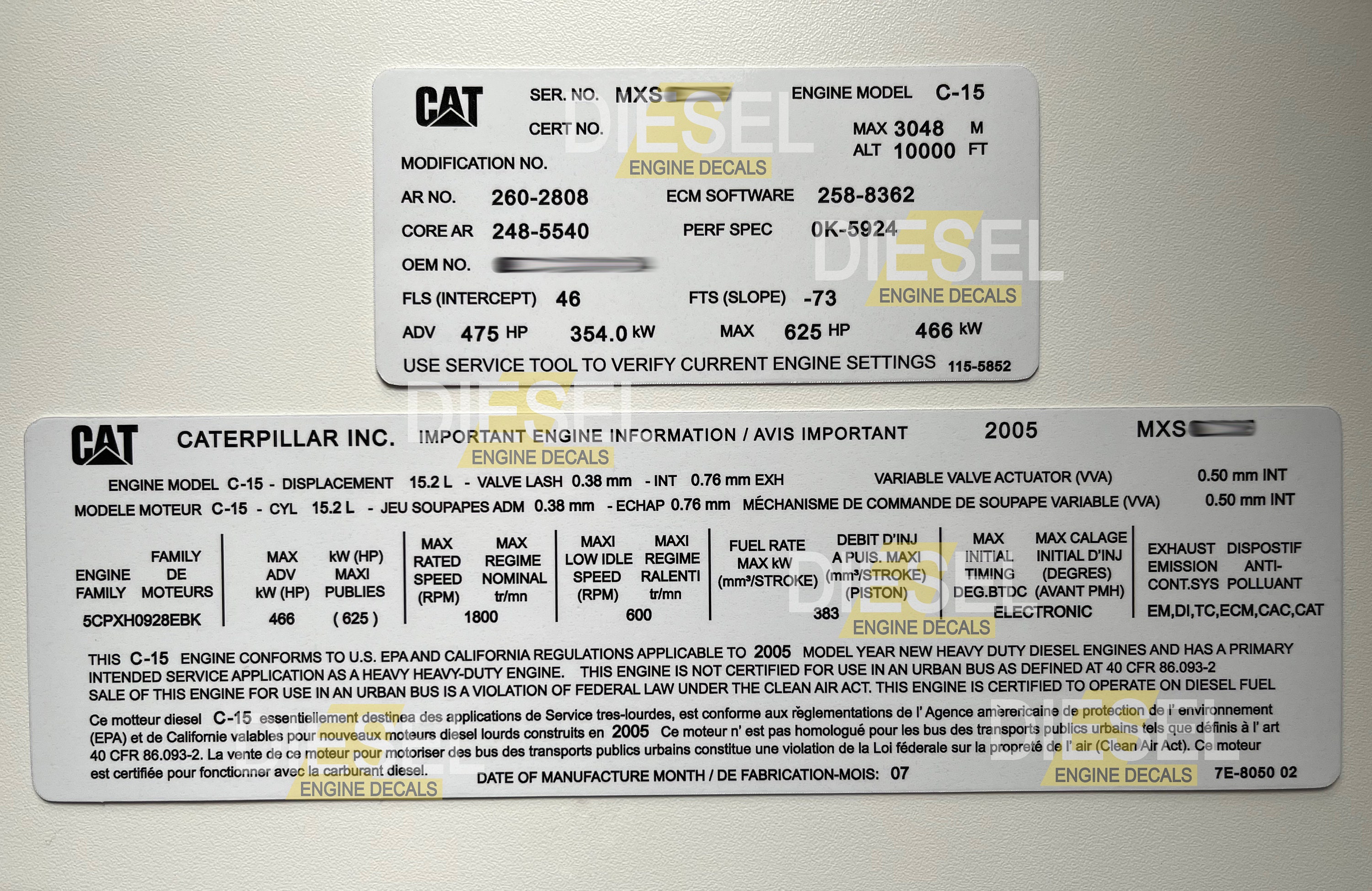 CAT C-15 Acert MXS 15.2L Diesel Engine Valve Cover Sticker - Etsy
