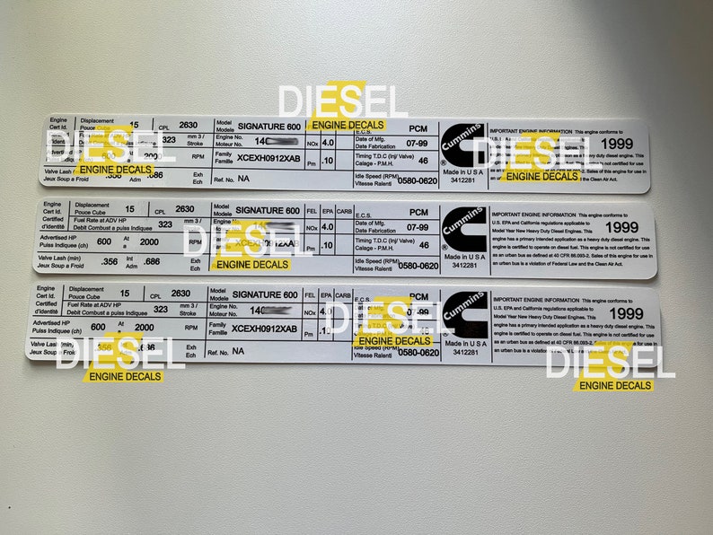 Cummins ISX Signature 600 Engine Valve Cover Decal Sticker Set - Etsy