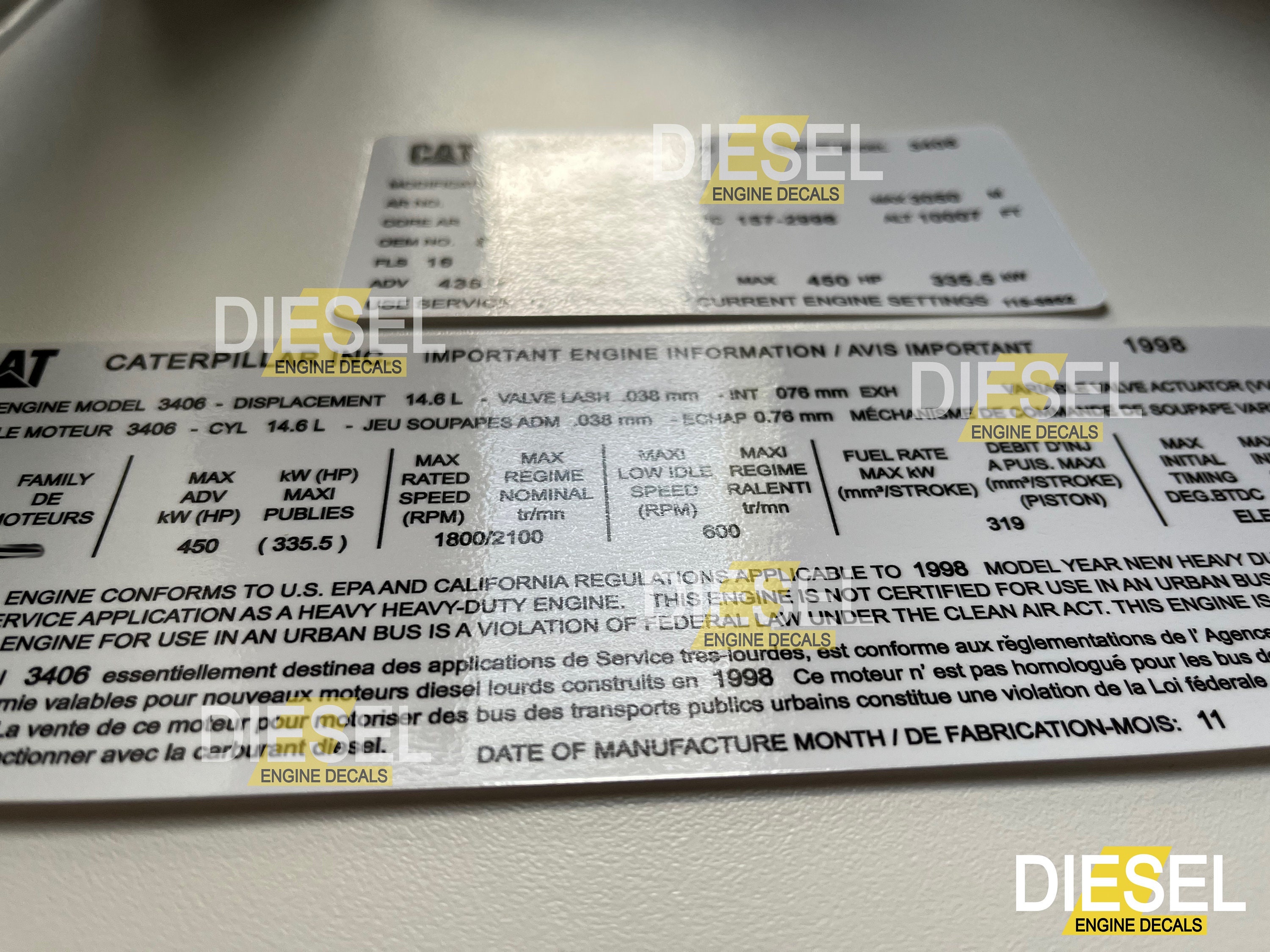 CAT 3406 1LW 14.6L Diesel Engine Valve Cover Sticker Decal - Etsy