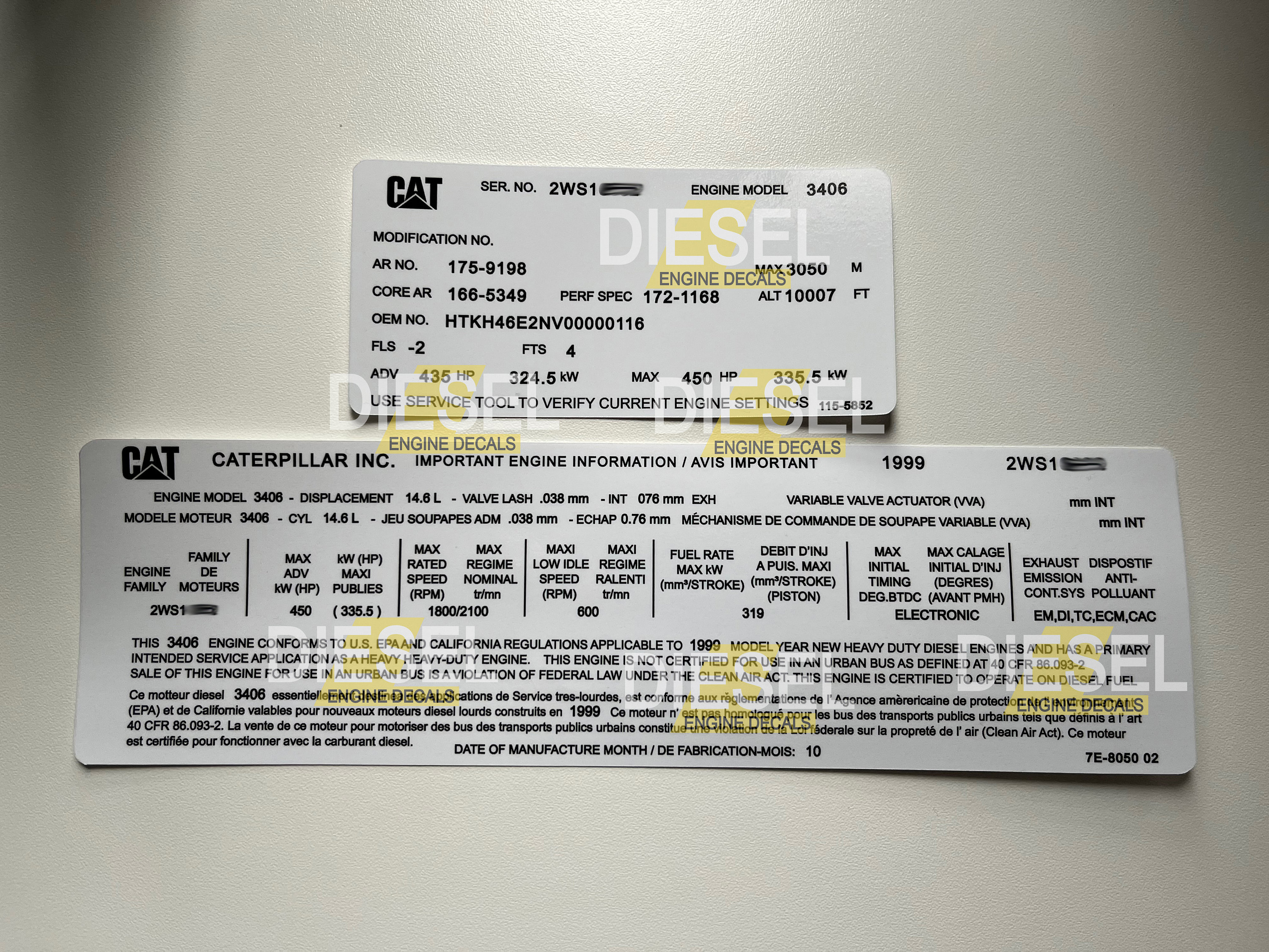 CAT 3406 2WS 14.6L Diesel Engine Valve Cover Sticker Decal | Etsy