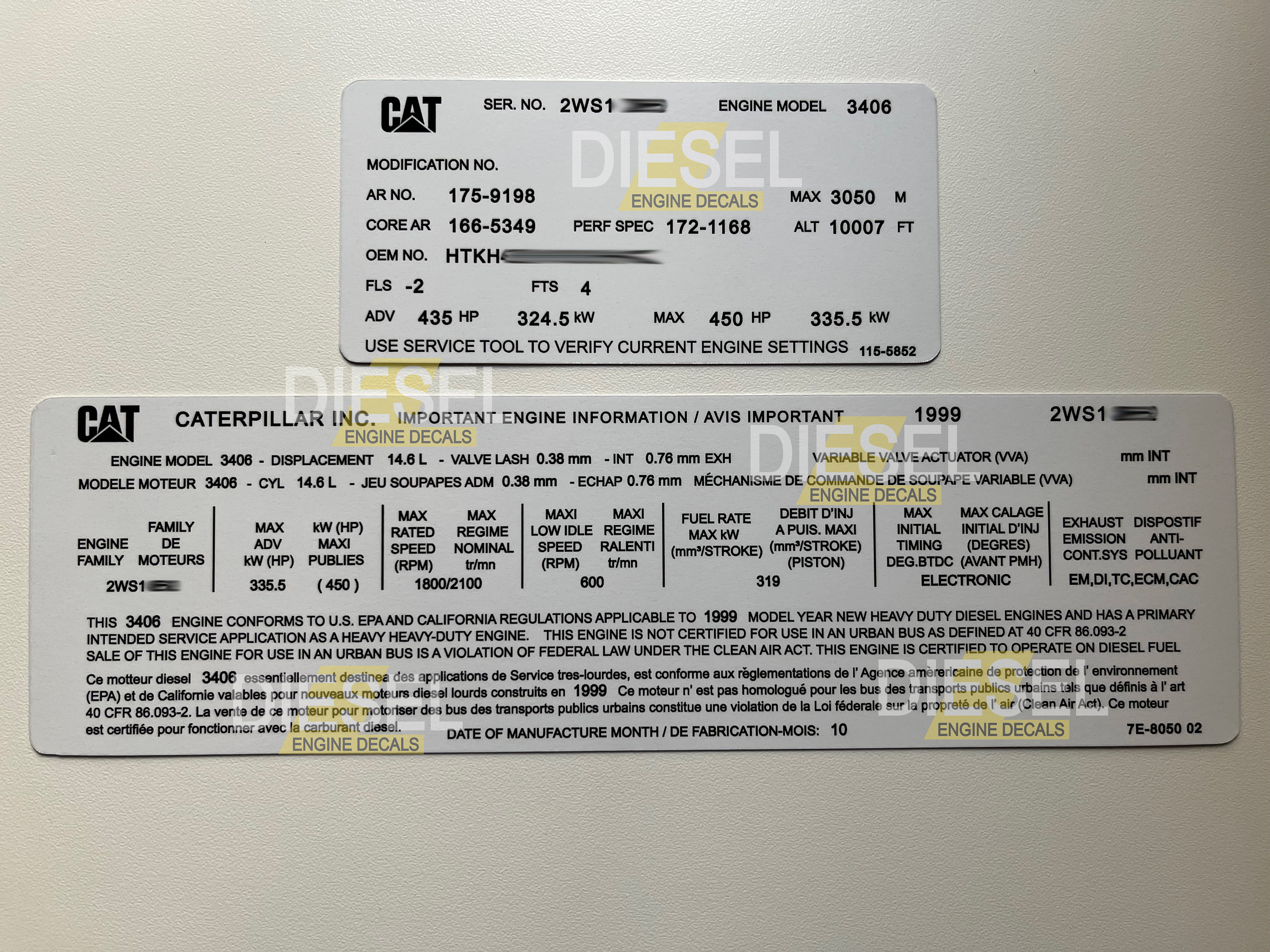 CAT 3406 2WS 14.6L Diesel Engine Valve Cover Sticker Decal - Etsy