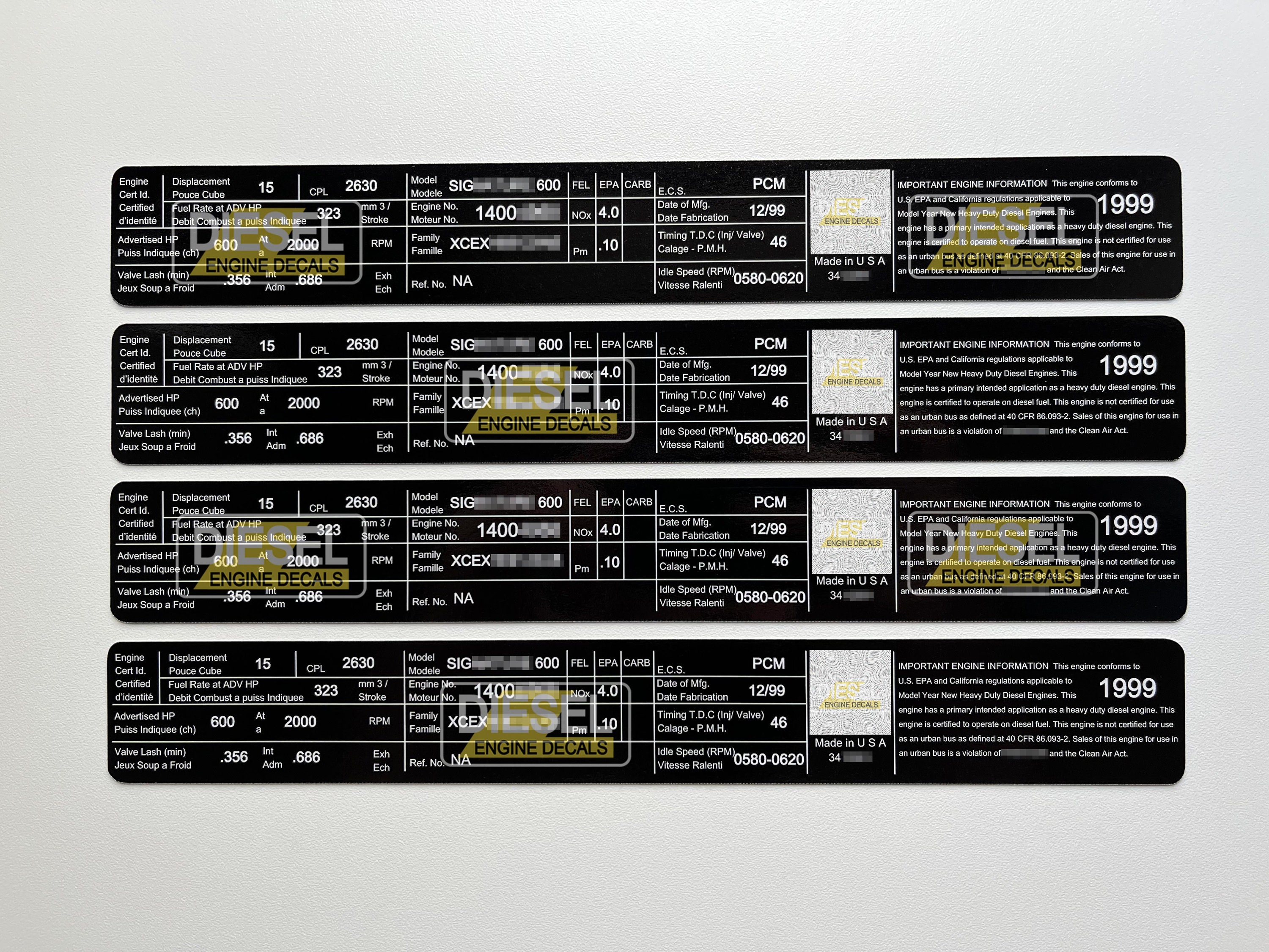 Cummins ISX Signature 600 Engine Valve Cover Decal Sticker Set 1999 ...