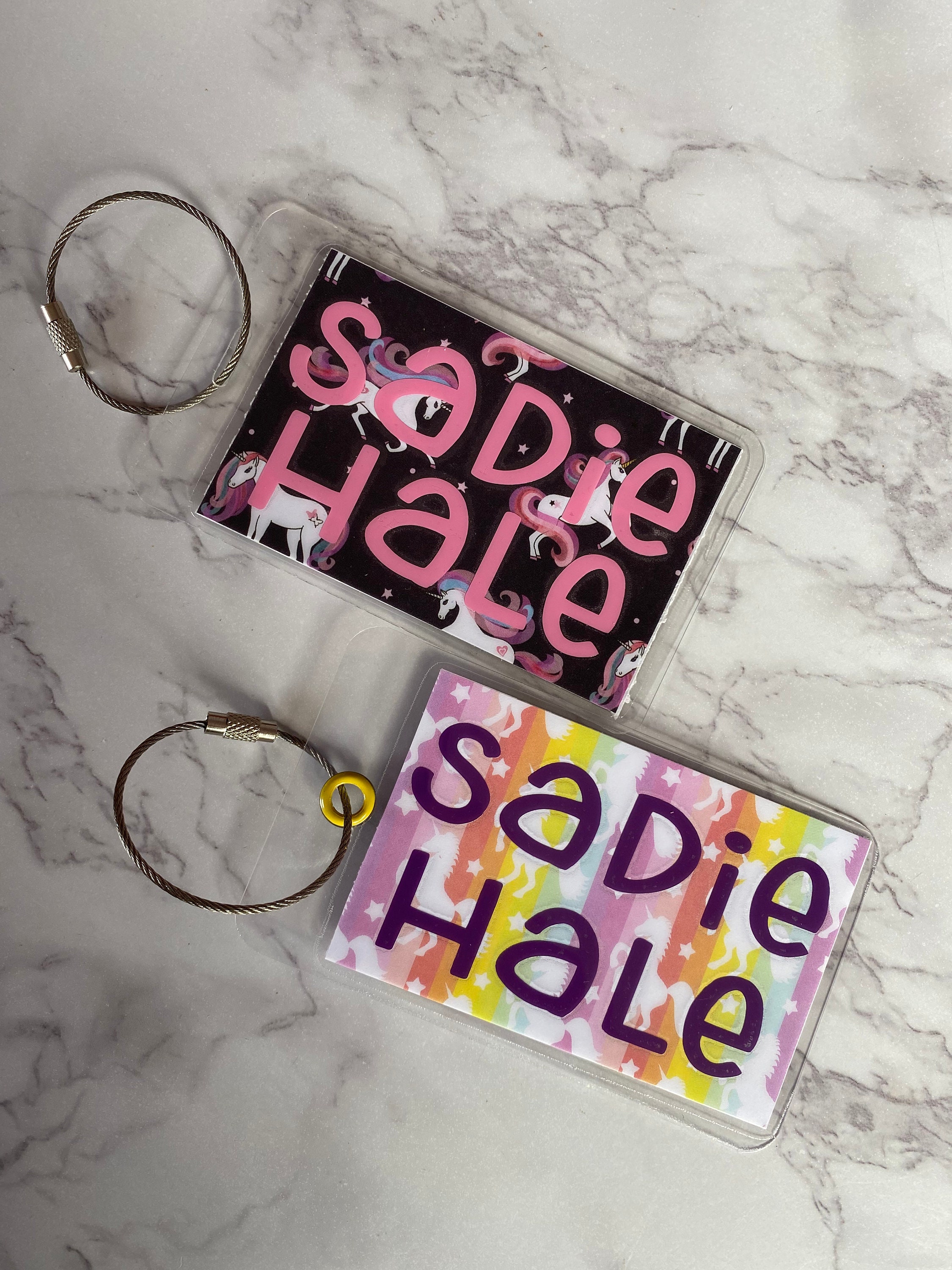 Laminated Name Tag Unicorn Large Luggage Tags Backpack - Etsy