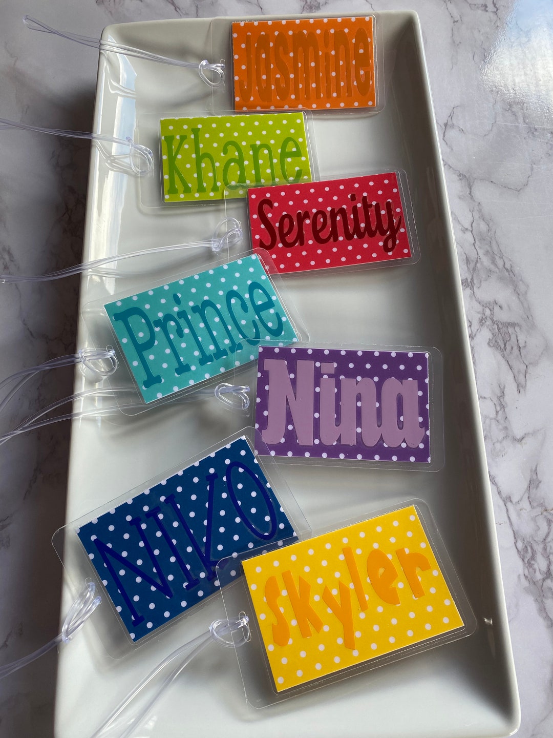 Laminated Name Tag Dots Large Luggage Tags Backpack Tags - Etsy