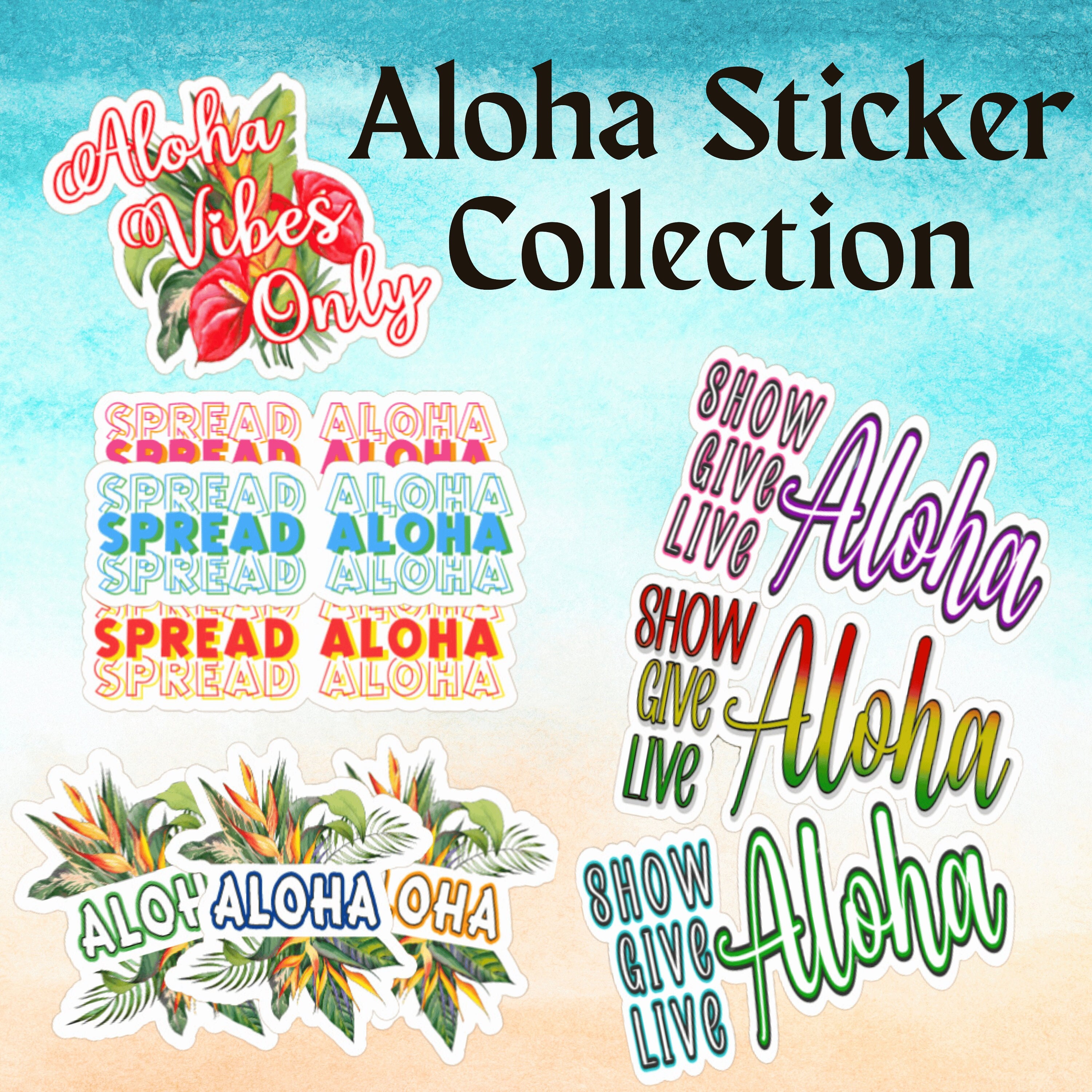 Aloha Stickers Hawaii Stickers Waterproof Sticker UV Resistant Sticker ...