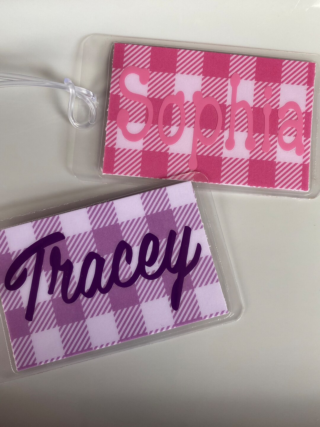 Laminated Name Tag Gingham Large Luggage Tags Backpack - Etsy