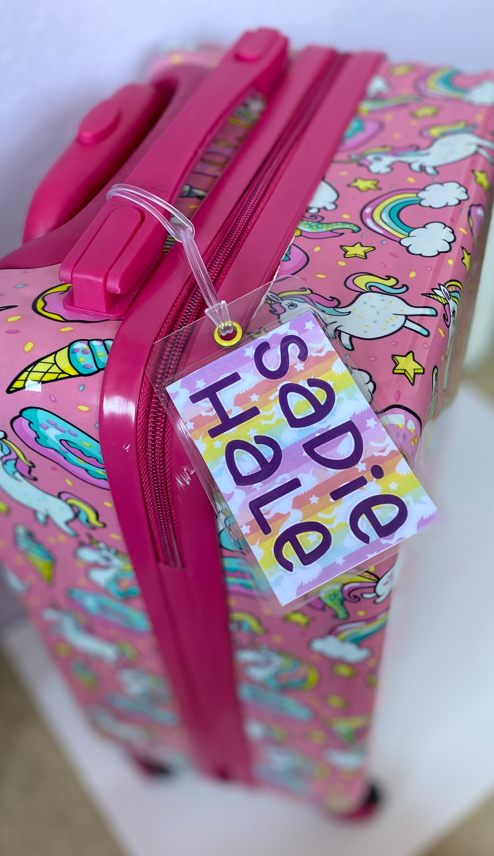 Laminated Name Tag Unicorn Large Luggage Tags Backpack - Etsy