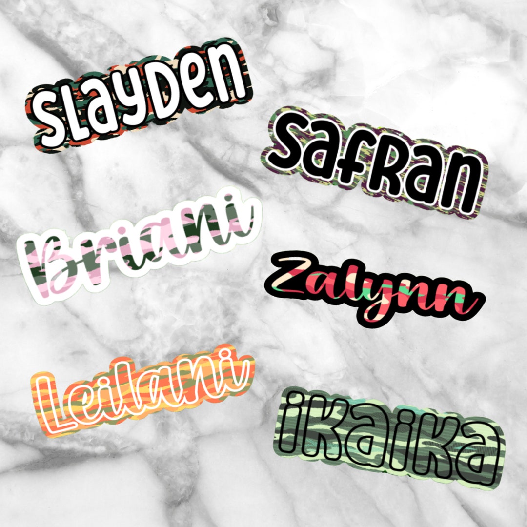 Camouflage Name Sticker | Personalized Sticker | Waterproof Sticker ...