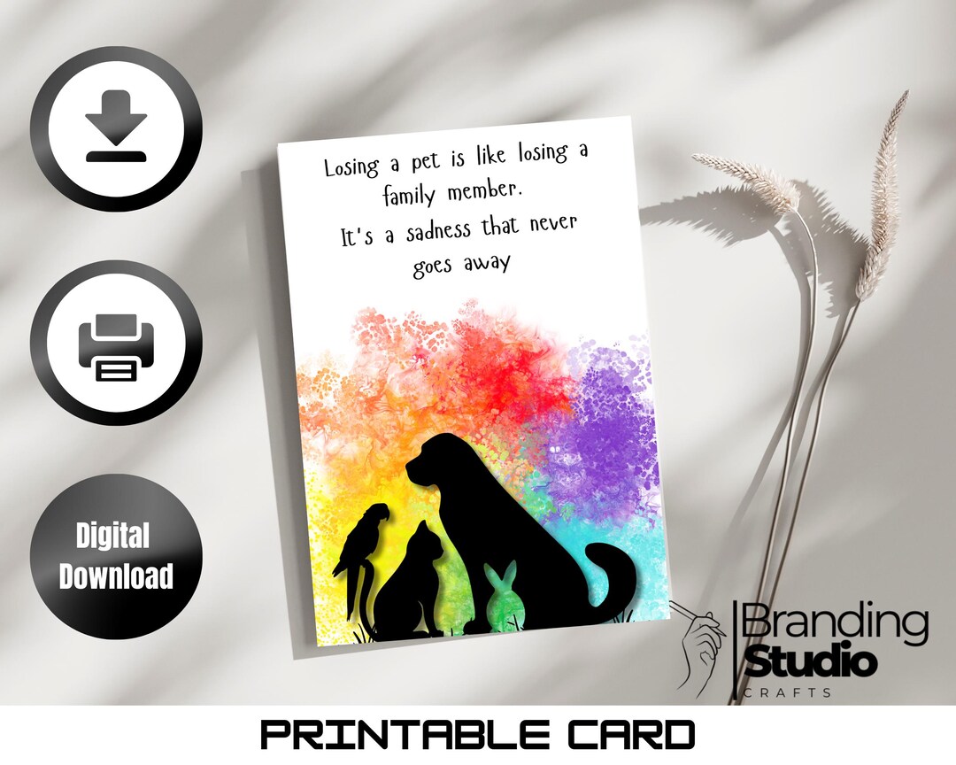 Pet Sympathy Card Printable,printable Pet Sympathy Card, Pet Sympathy ...