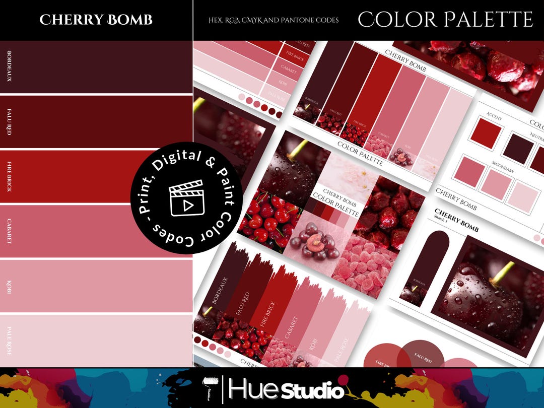 Cherry Bomb Brand Color Palette: Pink & Red Canva Kit (digital Download ...
