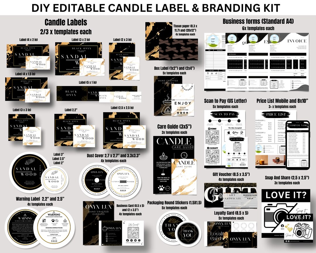 Editable Candle Business Branding Kit, Candle Branding Bundle, DIY ...