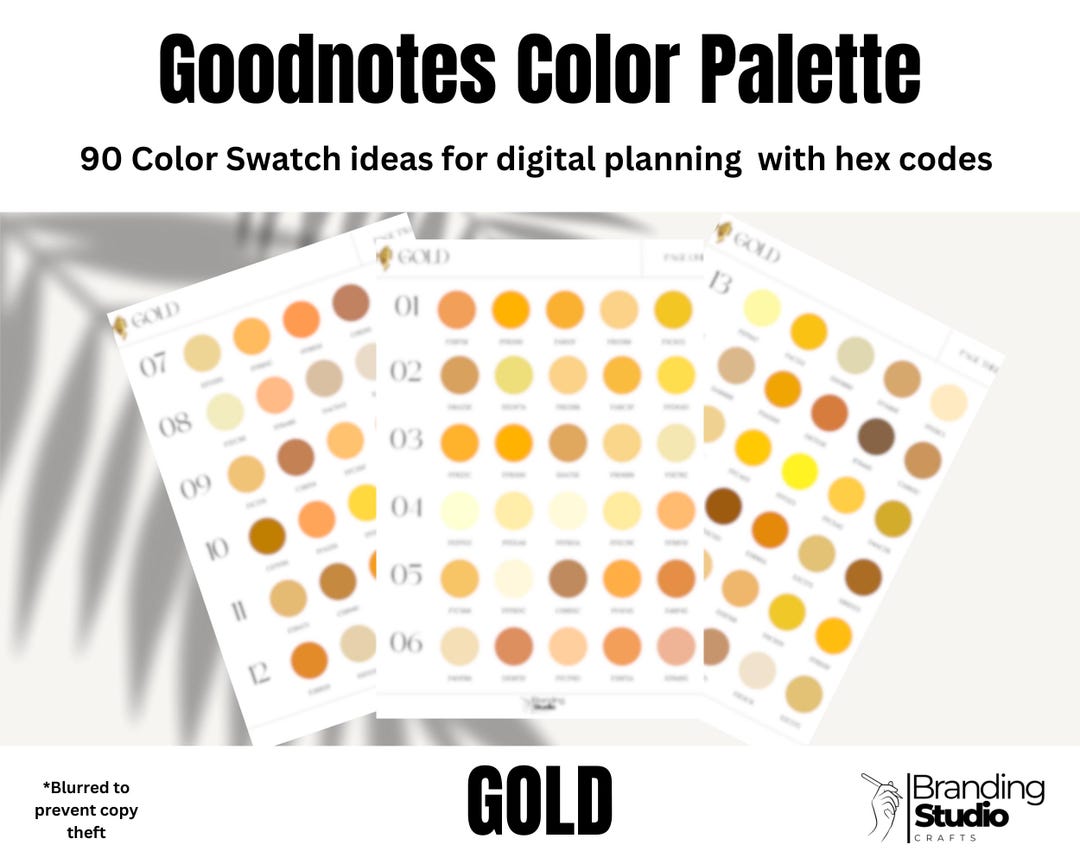 GOLD Palette Goodnotes Color Palette, Goodnotes Palette, Color Palette ...