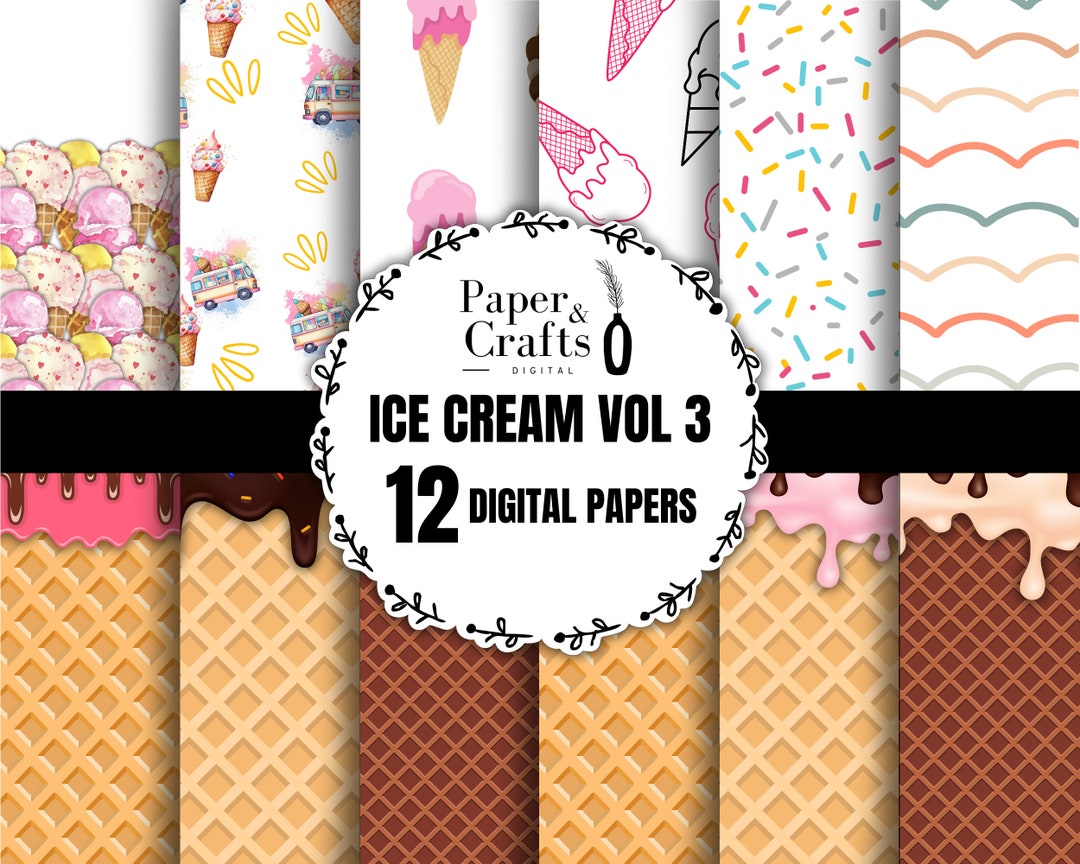 Ice Cream Digital Paper,digital Paper Ice Cream,ice Cream Paper,ice ...