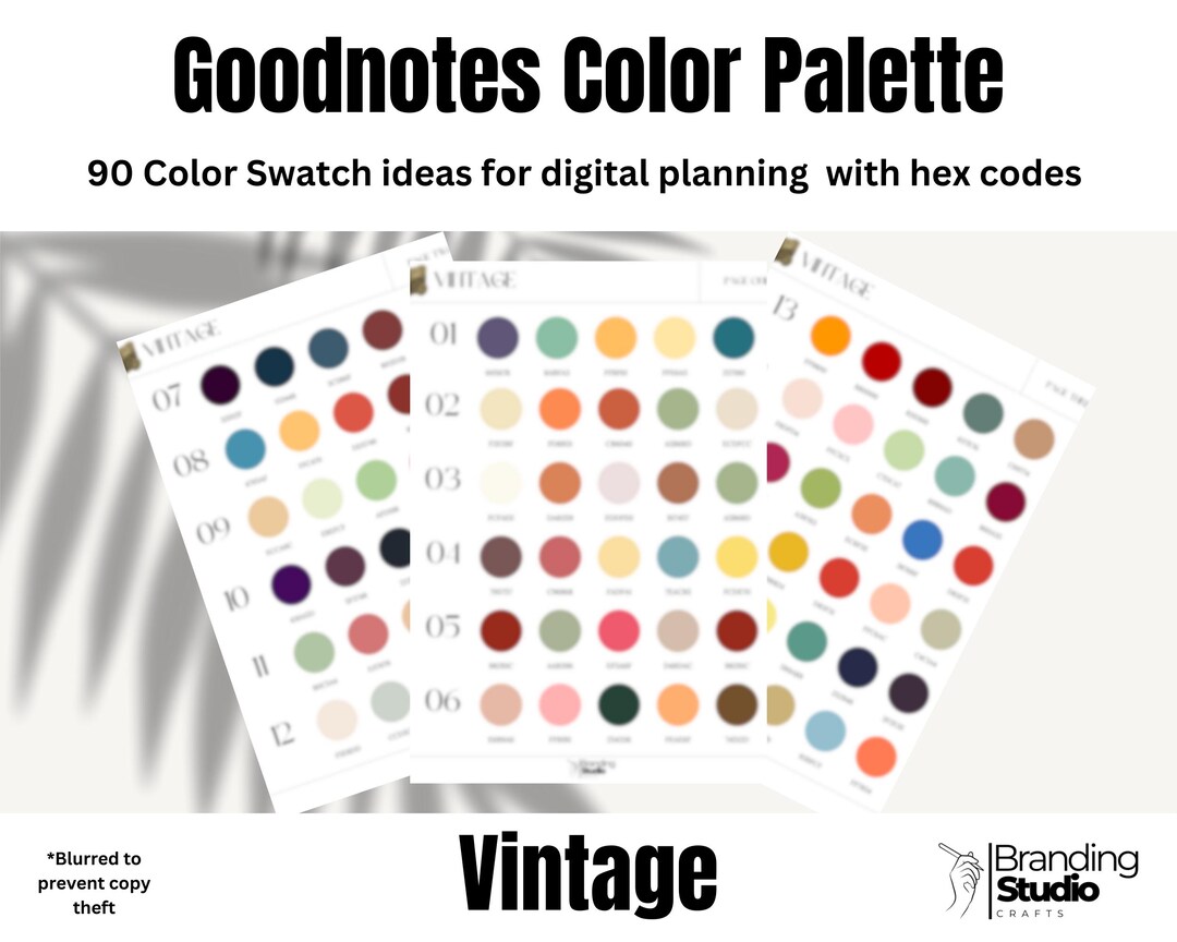 Vintage Palette, Goodnotes Color Palette, Goodnotes Palette, Color ...