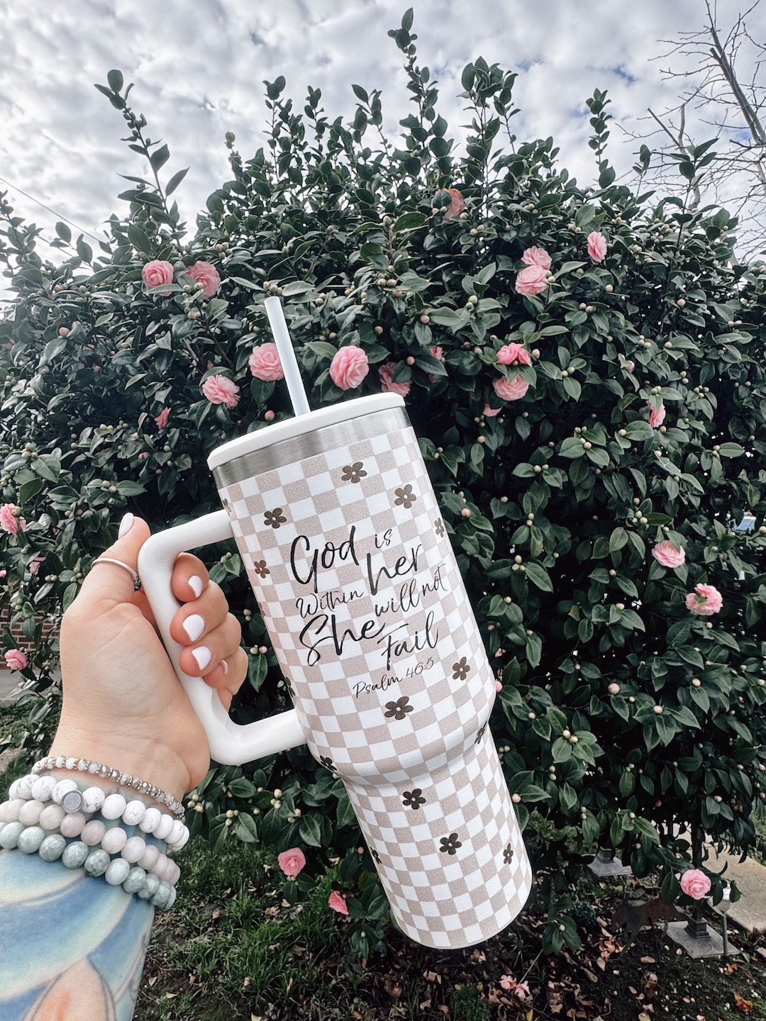 Christian Cup God is Within Her 40 Oz Cup Psalm 46:5 Checkerboard ...