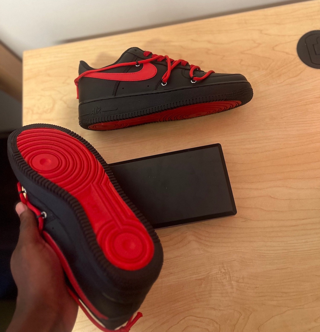 Red Bottom, Rope Laced Custom AF1 Sneaker - Etsy