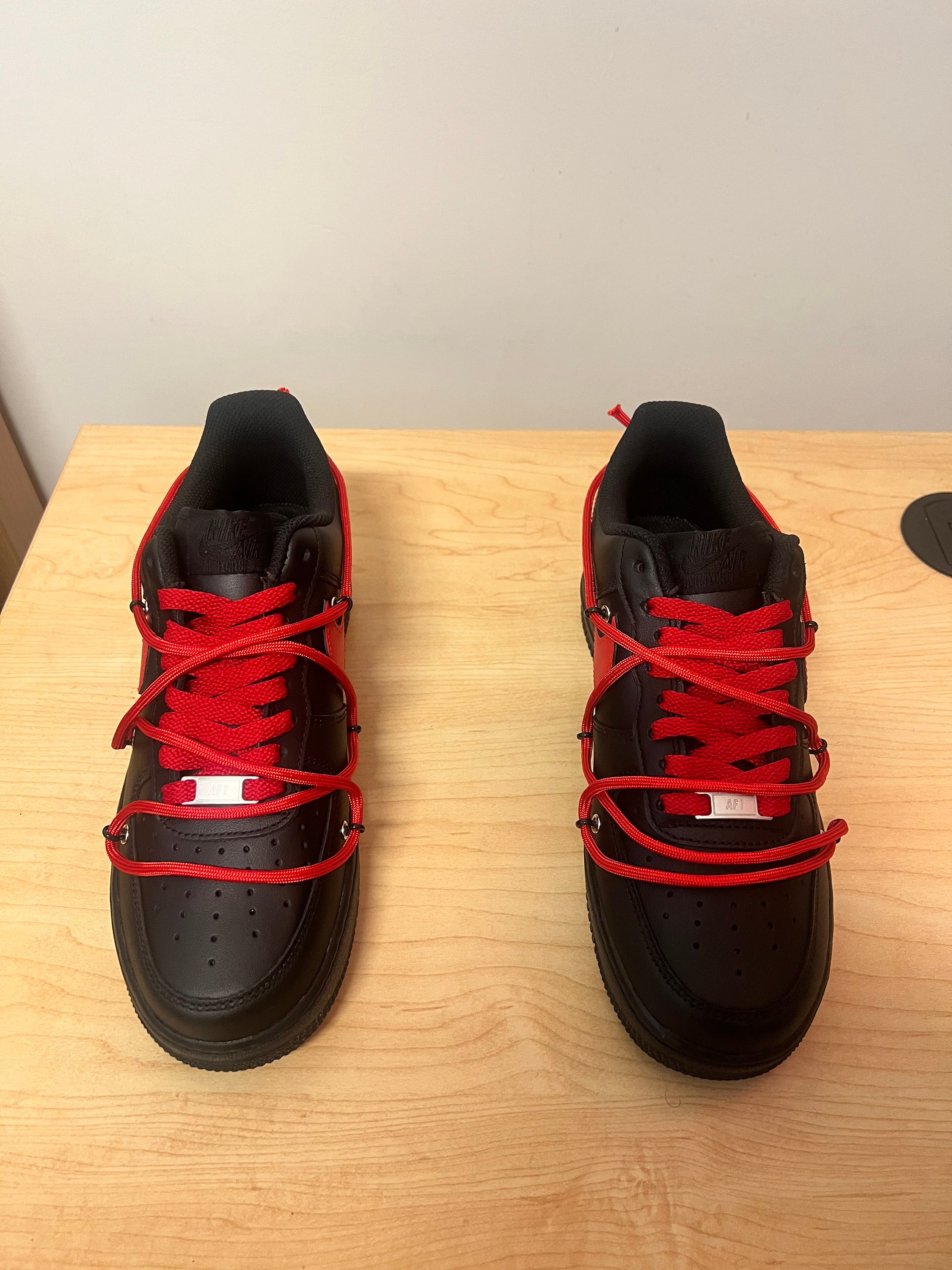 Red Bottom Rope Laced Custom AF1 Sneaker - Etsy