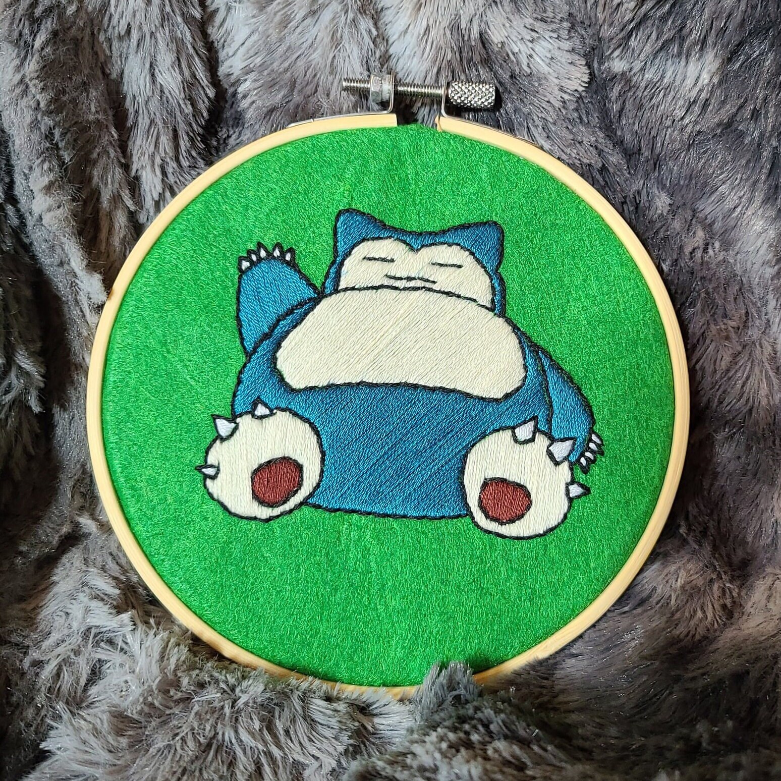 Snorlax Pokemon, Gotta Catch 'em All, Anime, Hand Embroidery Hoop Art ...