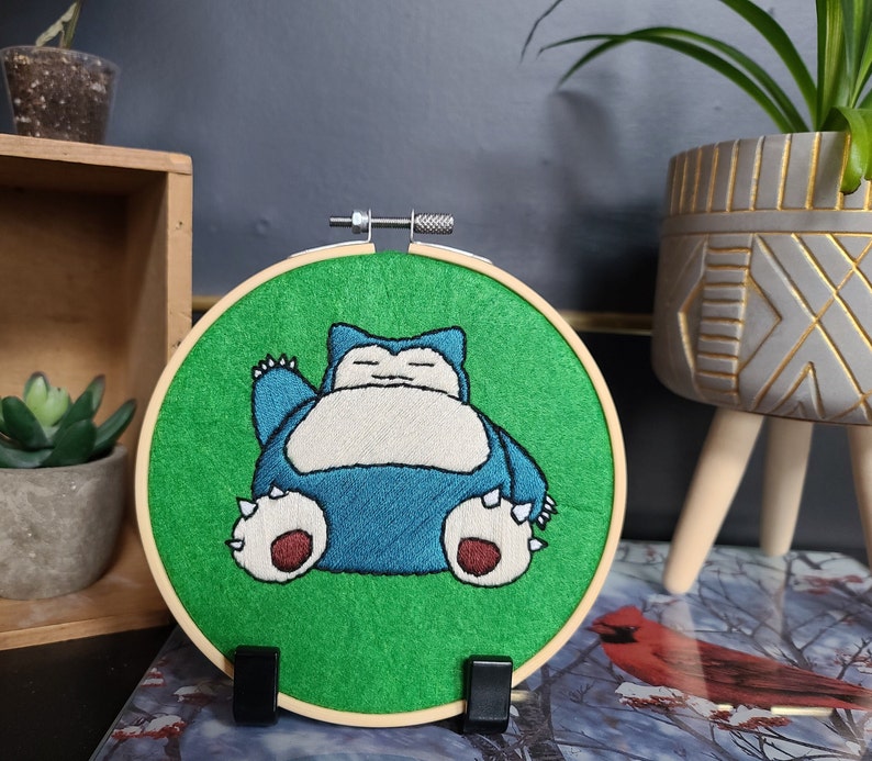 Snorlax Pokemon, Gotta Catch 'em All, Anime, Hand Embroidery Hoop Art ...