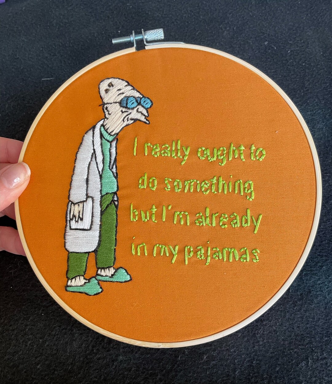 Professor Farnsworth, Futurama Cartoon, Hand Embroidery Hoop Art, 7in ...