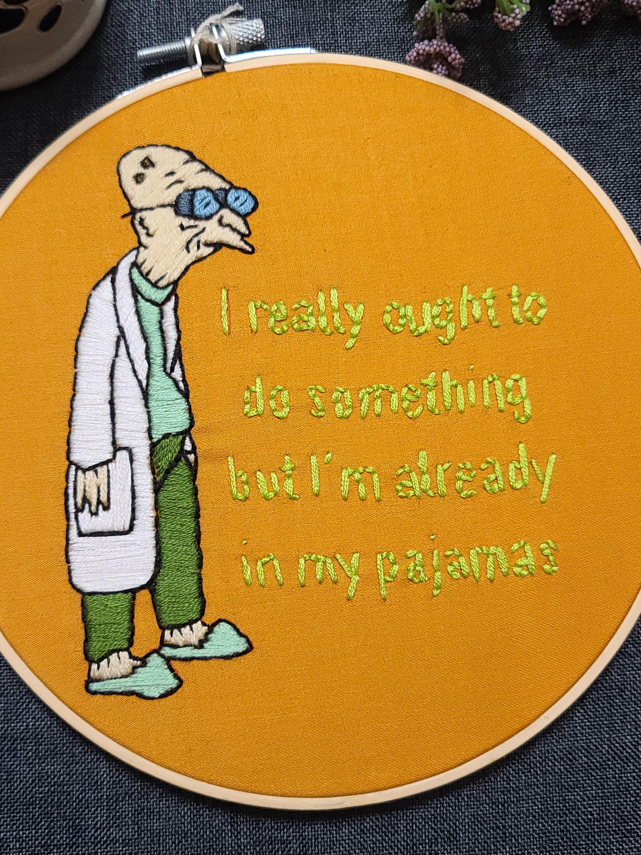 Professor Farnsworth, Futurama Cartoon, Hand Embroidery Hoop Art, 7in ...