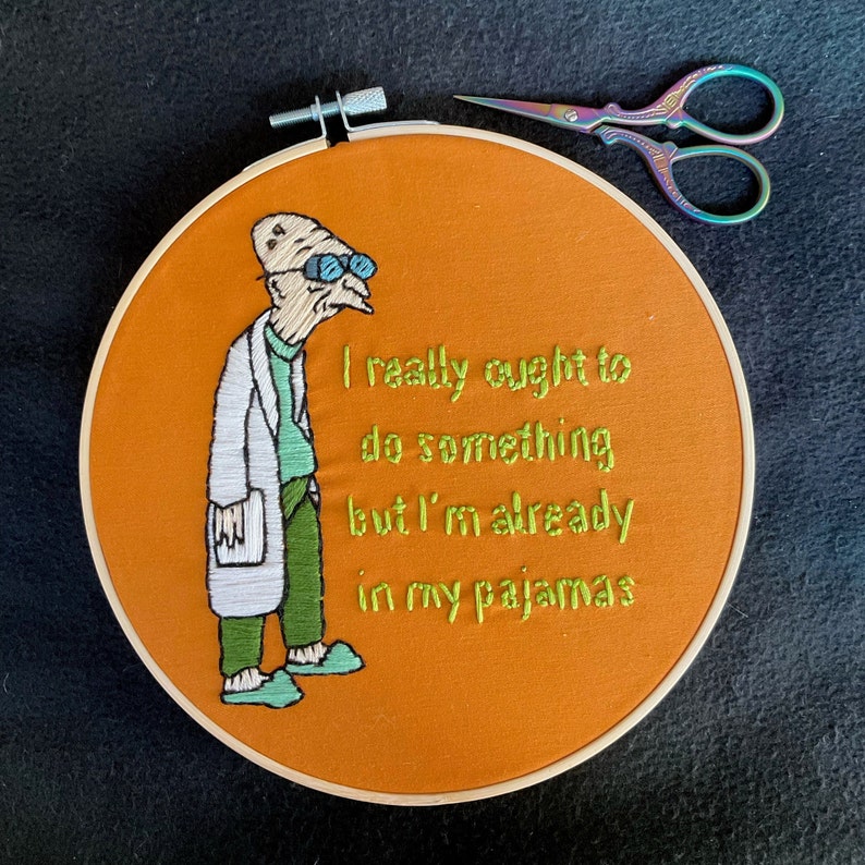 Professor Farnsworth, Futurama Cartoon, Hand Embroidery Hoop Art, 7in ...