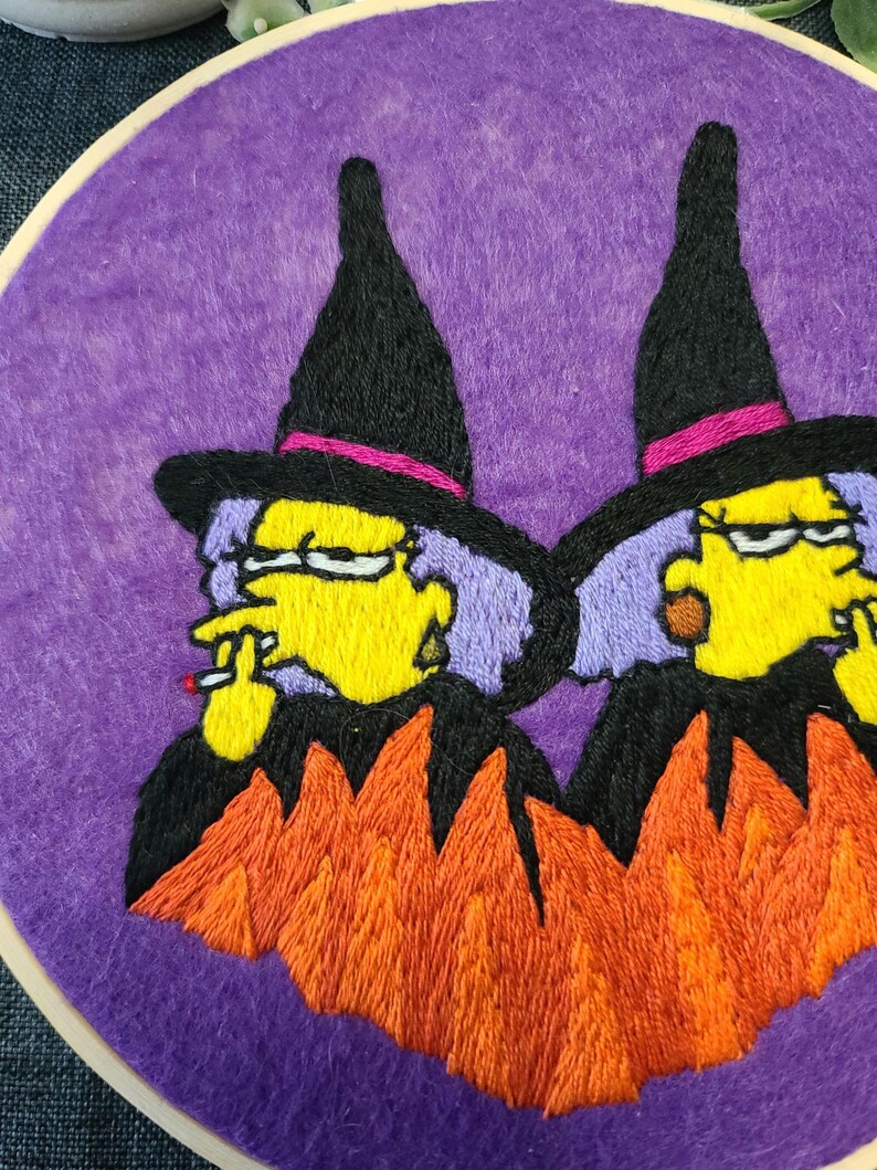 Simpsons, Patty and Selma, Halloween Witch Embroidery Art, 6 Inch Hoop ...