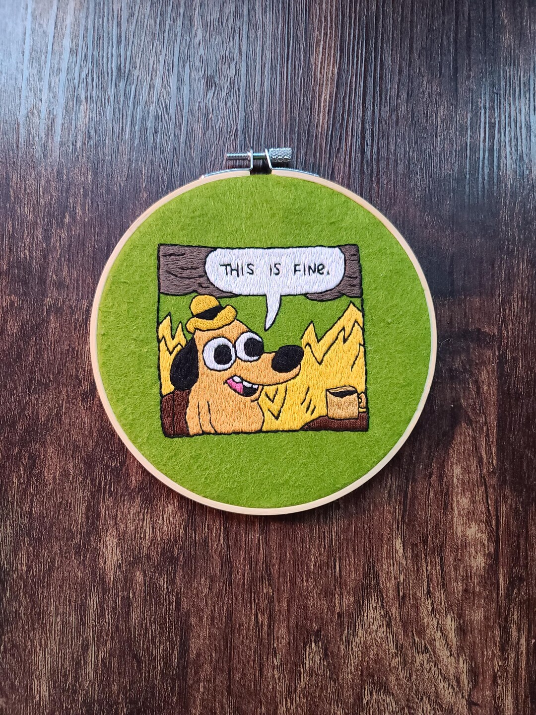 This is Fine Dog Meme, Funny Embroidery Hoop Art, 6 Inch Hoop - Etsy