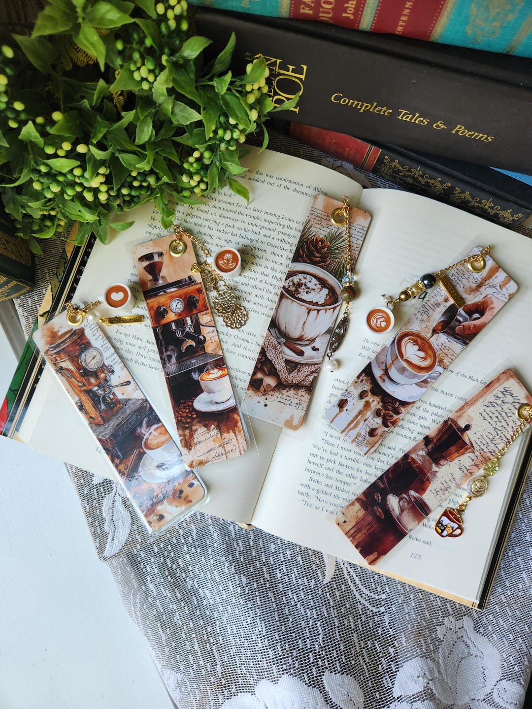 Fall Time Coffee Bookmarks | Handmade Cardstock Book Marker | Book Club ...