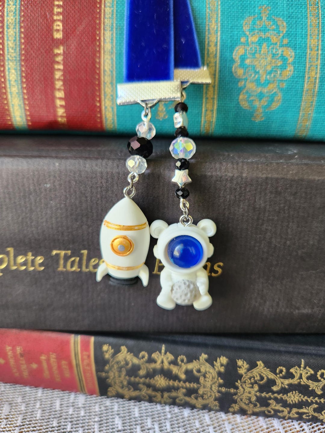 Astronaut Bear Bookmark: Upcycled Jewelry Ribbon, Space Theme - Etsy