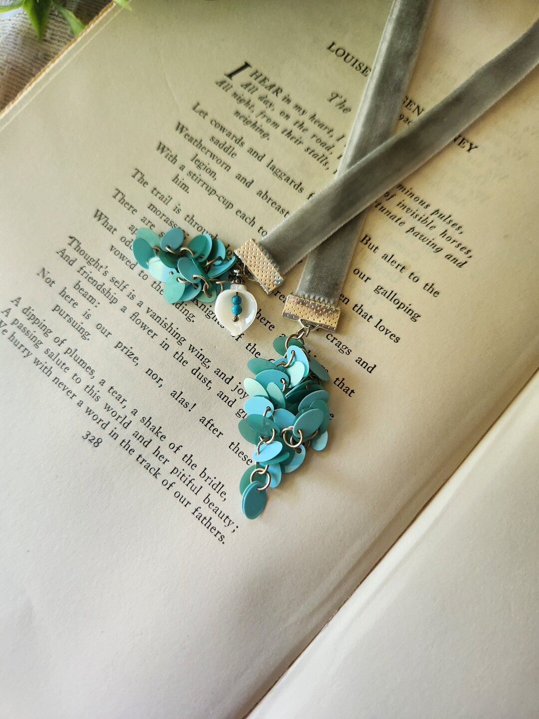 Calla Lily Bookmark, Flower Charm, Grey Velvet Ribbon, Upcycled ...