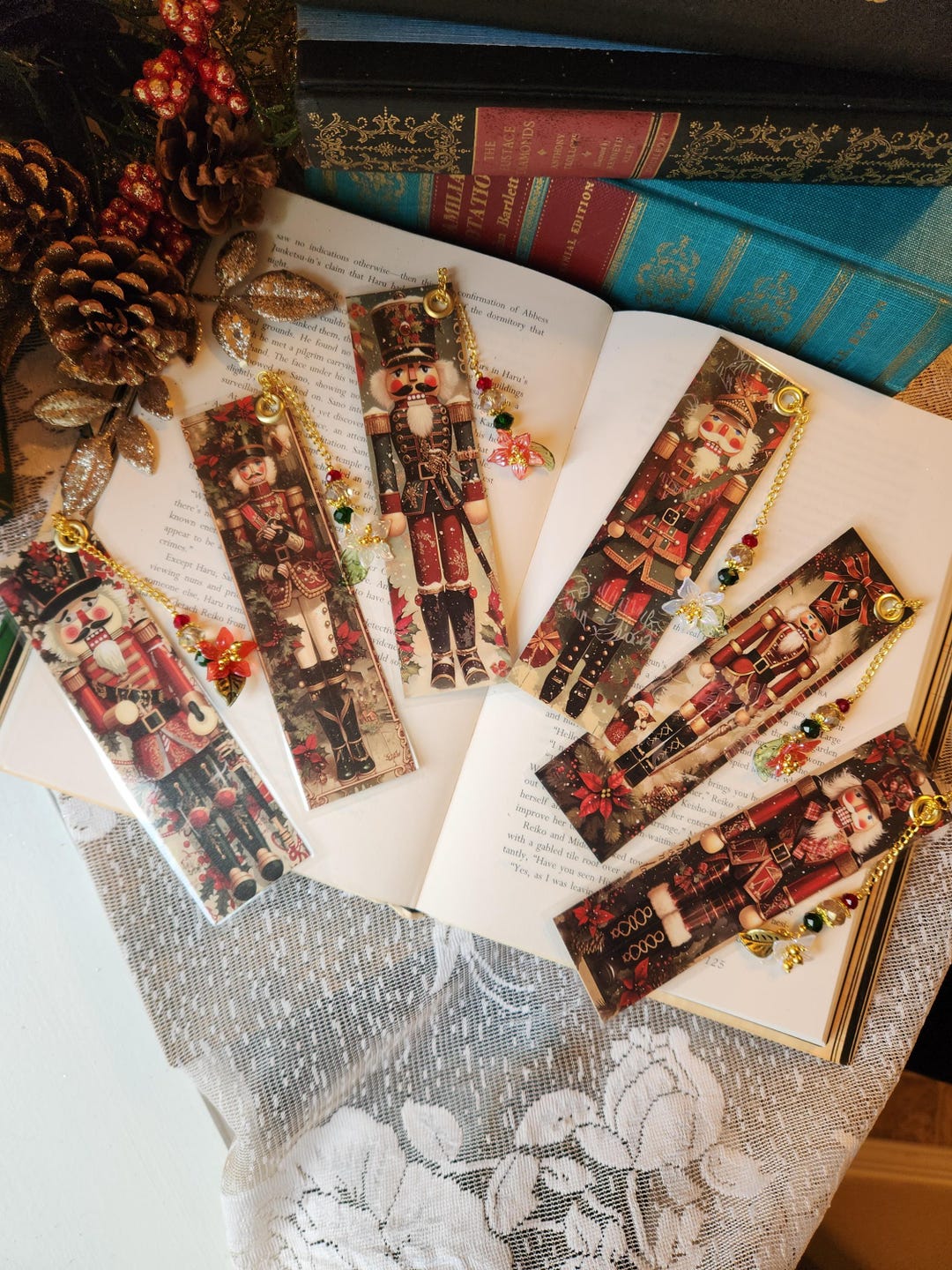 Nutcracker Christmas Bookmarks: Handmade Cardstock With Jeweled Tassel ...