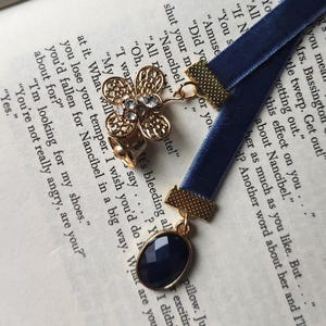 Butterfly Bell Bookmark | Navy Velvet Ribbon | Handmade Design | Book ...