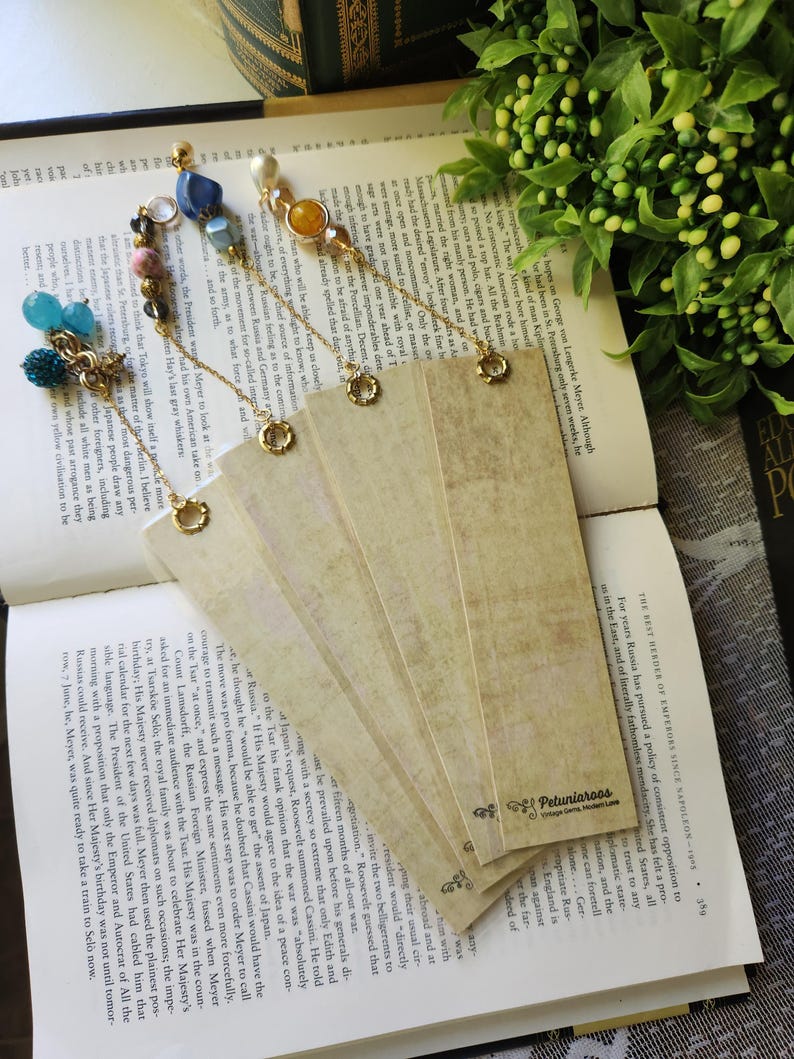 Lily Flower Bookmark: Laminated Cardstock With Vintage Jewelry Tassel ...