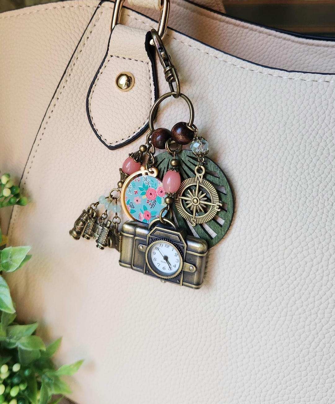 Upcycled Camera Pocket Watch Bag Charm | Vintage Travel Purse Dangle - Etsy