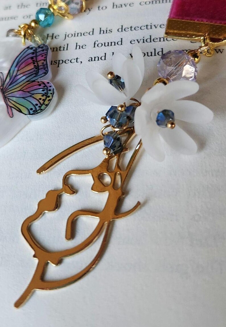 Surreal Butterfly Face Bookmark | Velvet Ribbon | Book Thong | Avant ...