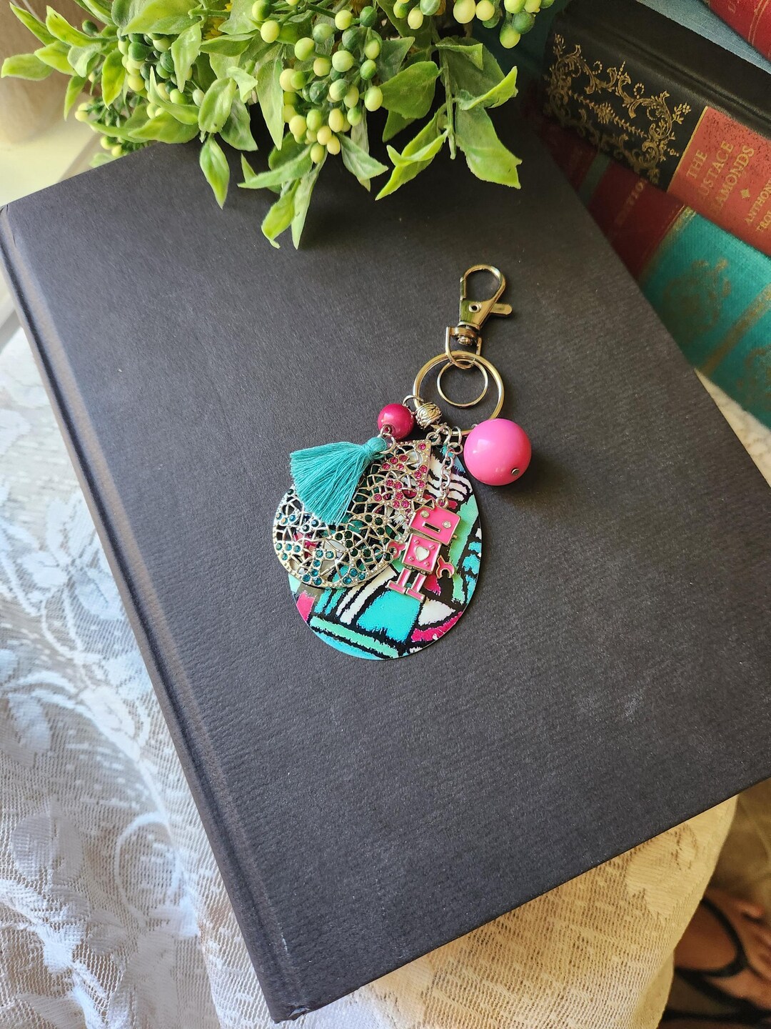 Pink Cute Robot Purse Charm | Bag Dangle | Handmade | Birthday Present ...