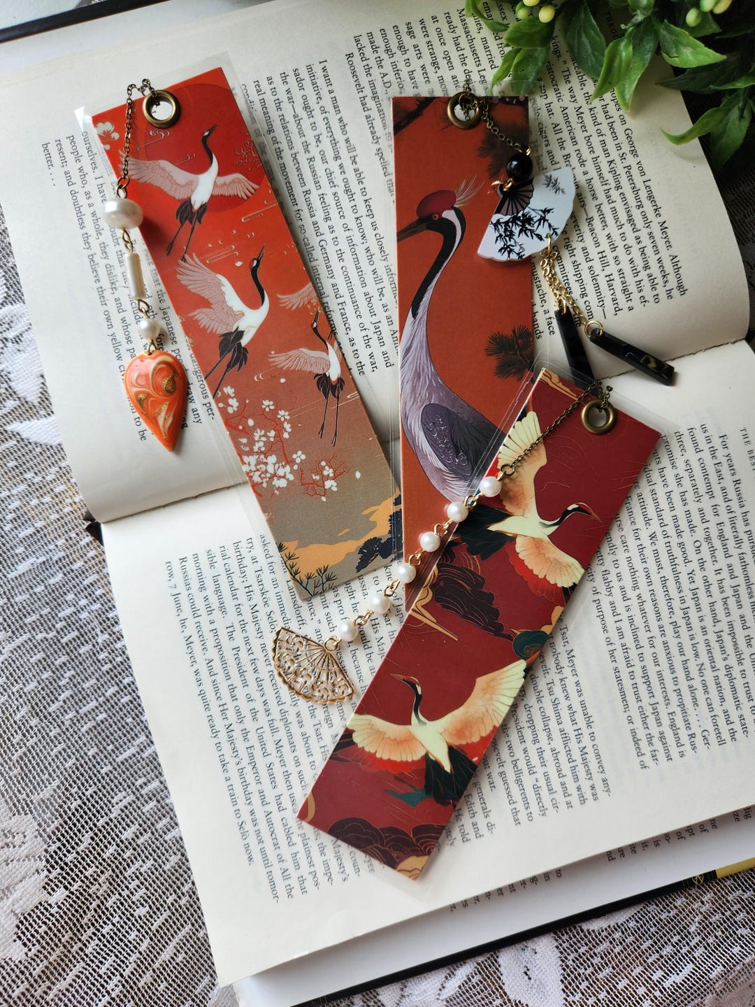 Japanese Crane Bookmark | Handmade Cardstock Book Marker | Book Club ...