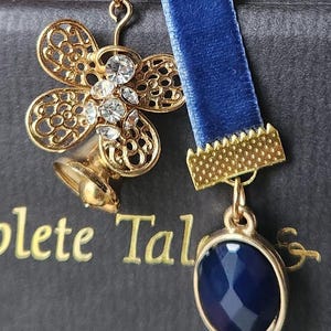 Butterfly Bell Bookmark | Navy Velvet Ribbon | Handmade Design | Book ...
