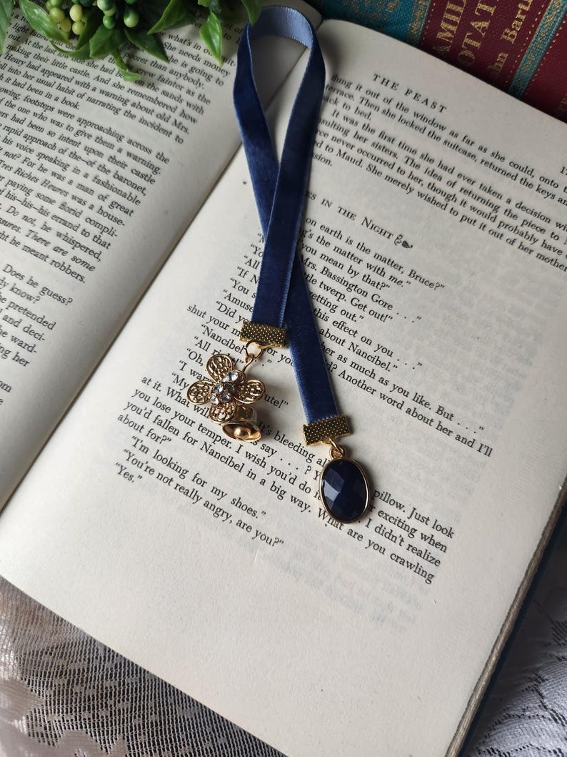 Butterfly Bell Bookmark | Navy Velvet Ribbon | Handmade Design | Book ...