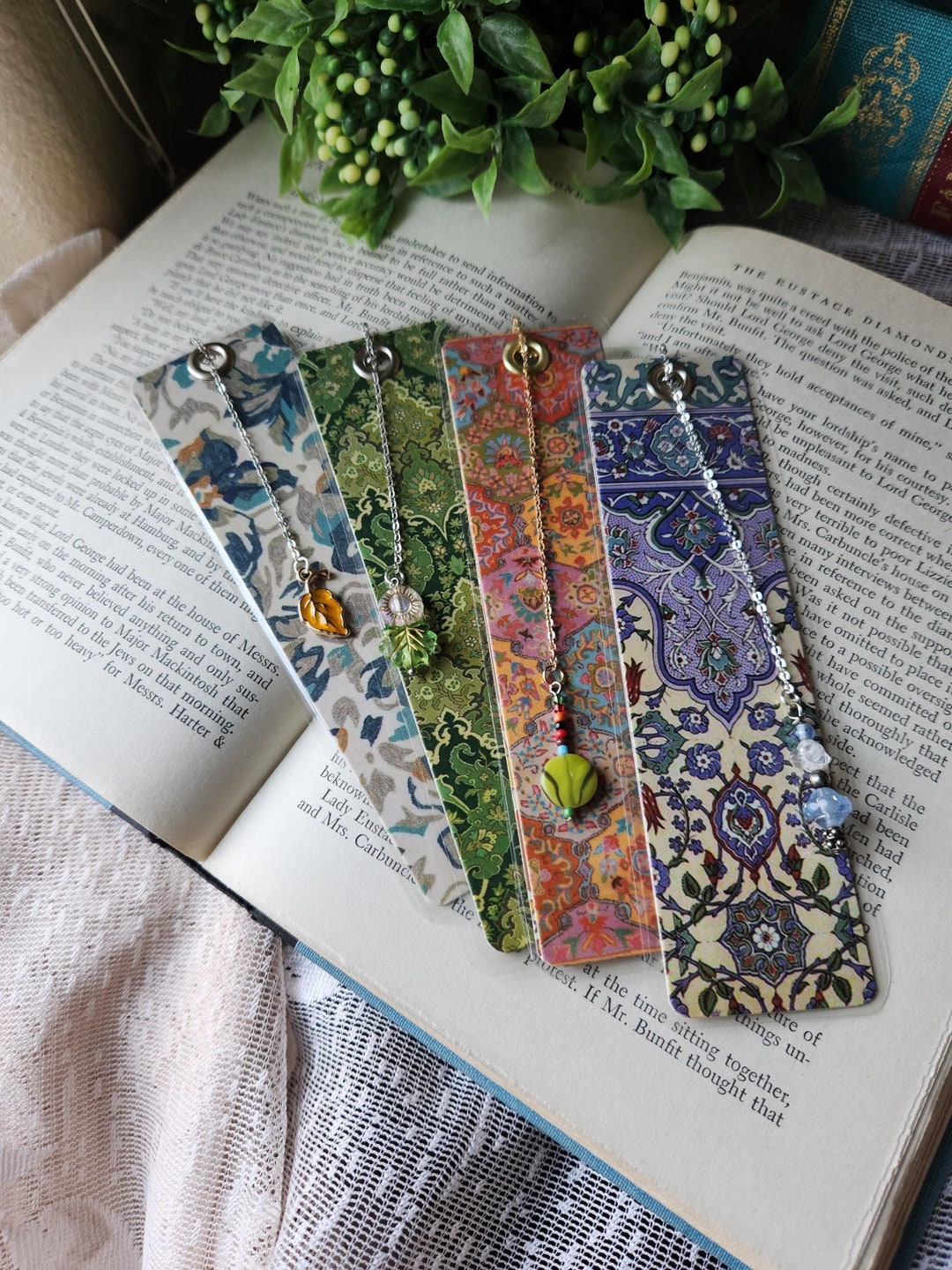 Laminated Floral Bookmarks Handmade Cardstock Book Marker Book Club ...