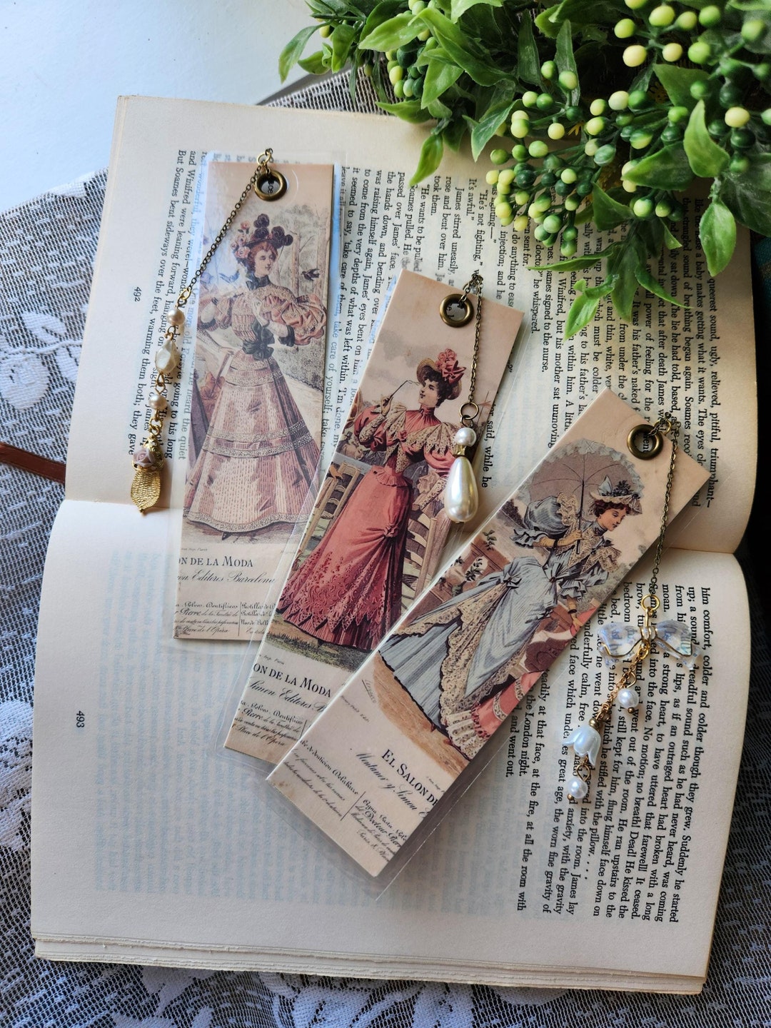 Victorian Lady Paper Bookmarks Handmade Cardstock Book Marker Book Club ...