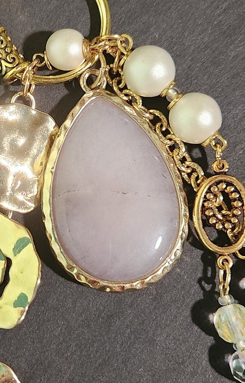 Purse Dangle, Bag Charm, Keychain, Lavender Jade, Gold, Pearls ...