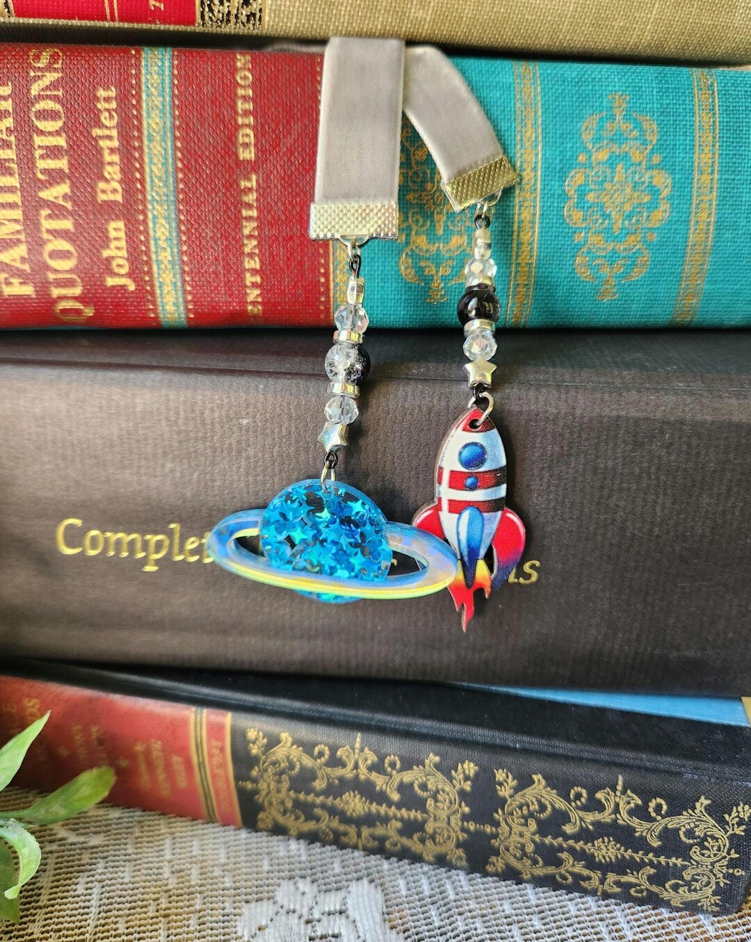 Rocket Ribbon Bookmark: Upcycled Book Jewelry, Space Planets ...
